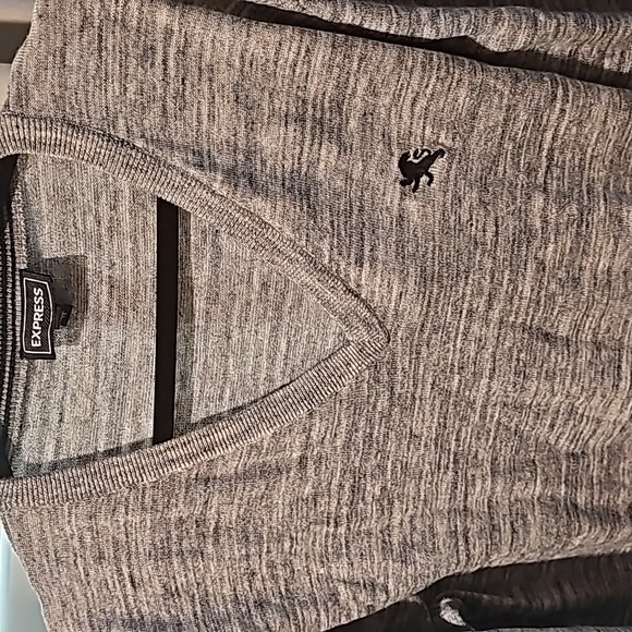 Express | Sweaters | Mens Express Sweater Gray And Blue Vneck | Poshmark